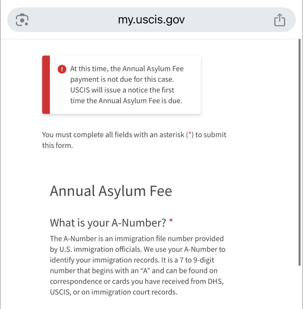 USCIS Launches System for Annual Asylum Fee Payment, But Advises ...