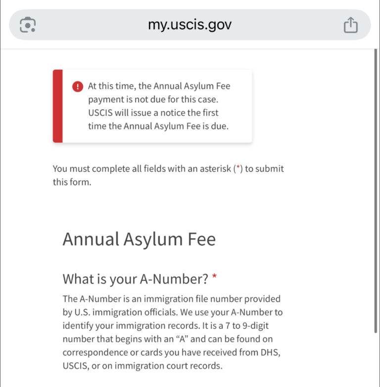 USCIS Launches System for Annual Asylum Fee Payment, But Advises ...